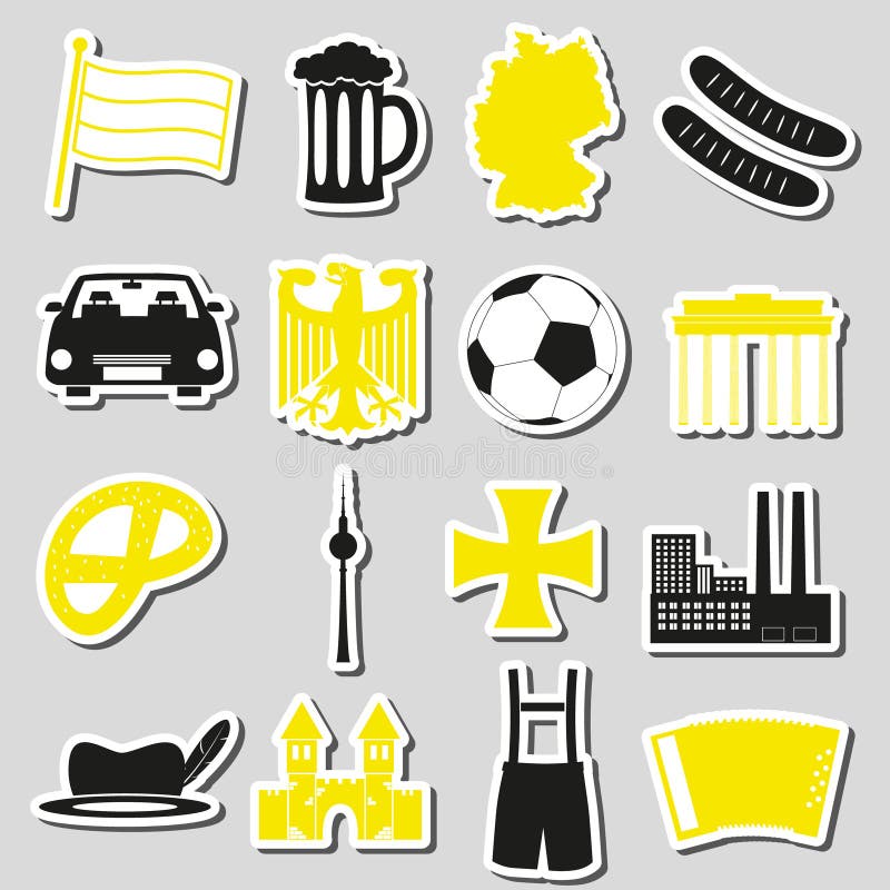 Germany Country Theme Symbols Stickers Set Eps10 Stock Vector ...