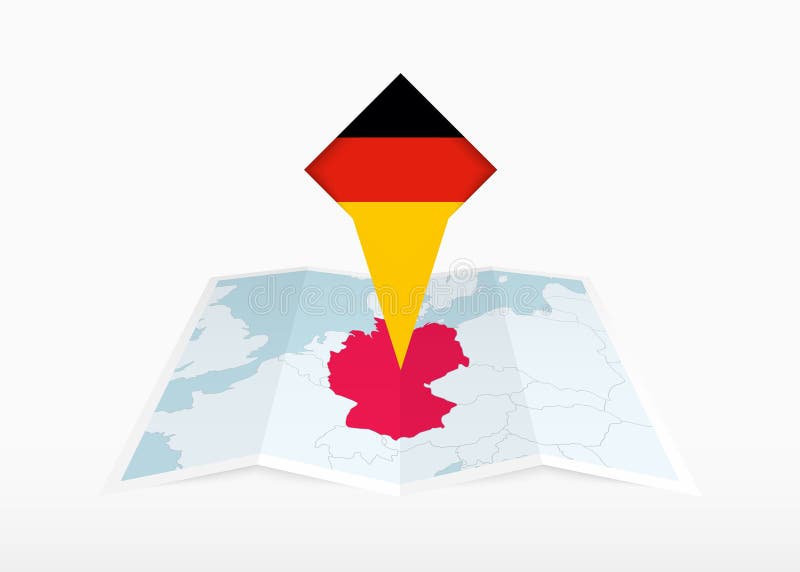 Germany is Depicted on a Folded Paper Map and Pinned Location Marker ...