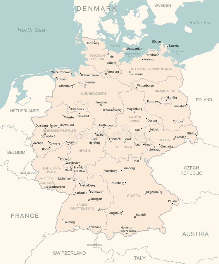 Germany - Detailed Map with Administrative Divisions Country Stock ...