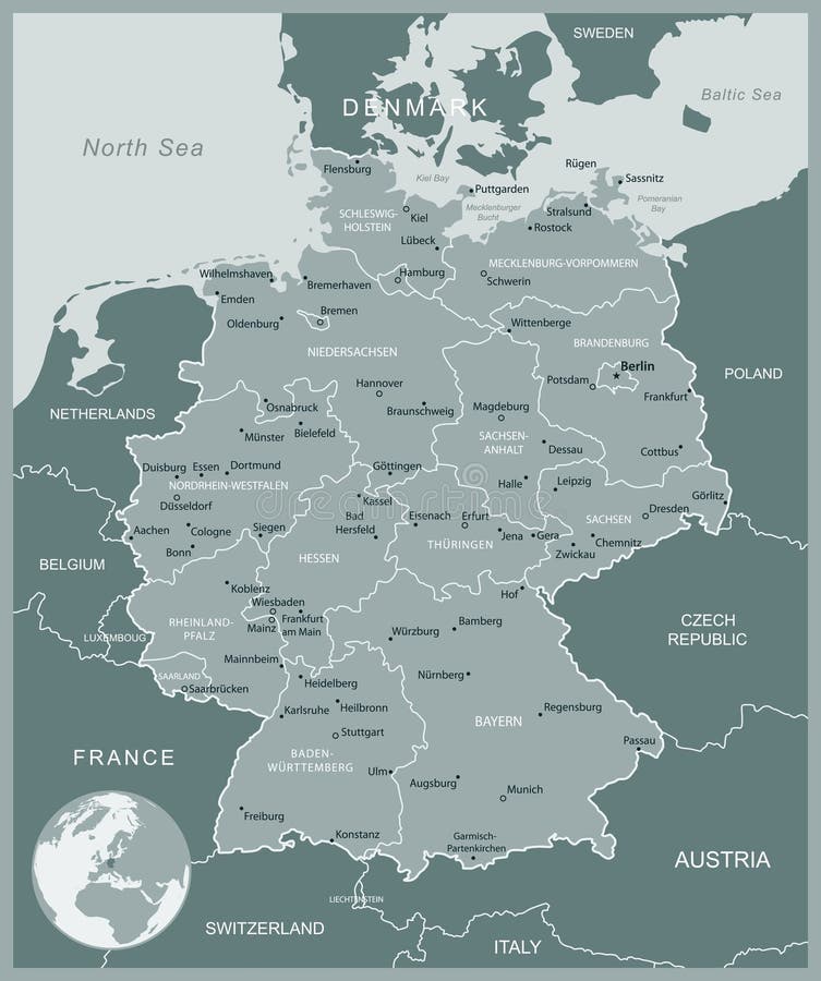 Germany - Detailed Map with Administrative Divisions Country. Vector ...