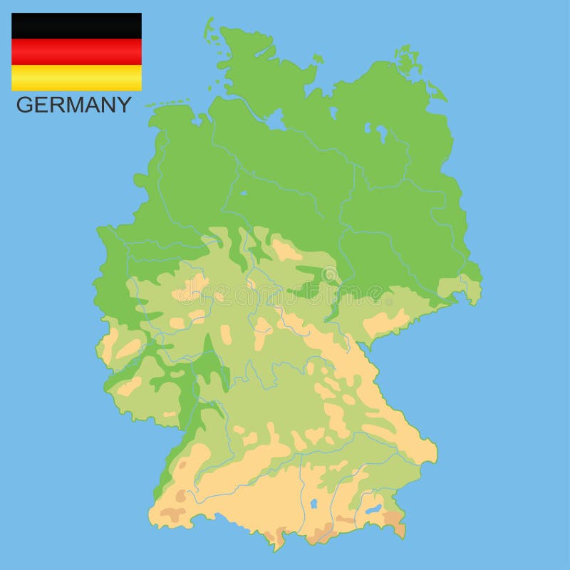 Germany Physical Map Elevation Germany Shape On Black. Physical Stock