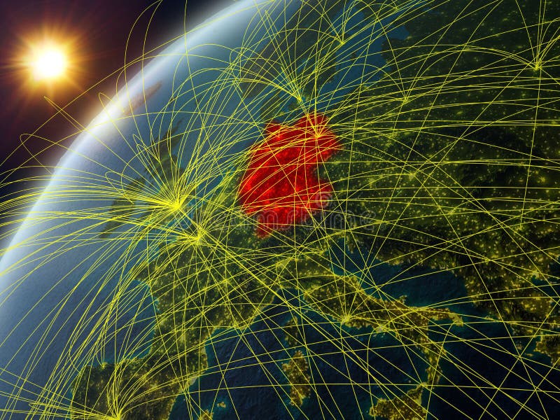 Germany on Earth with Network Stock Illustration - Illustration of ...