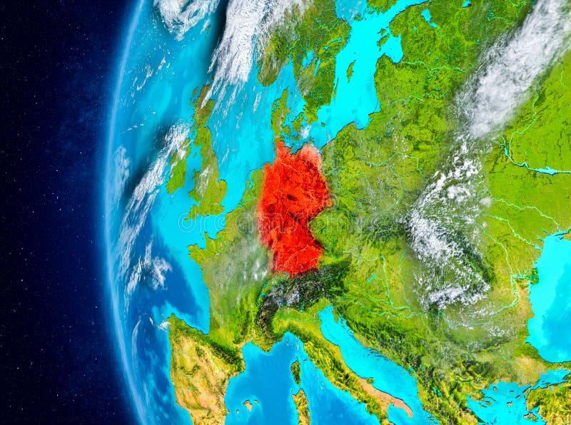 Germany on Earth from Space Stock Illustration - Illustration of view ...