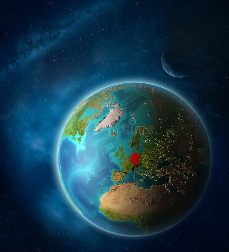 Germany on Earth from Space Stock Illustration - Illustration of world ...