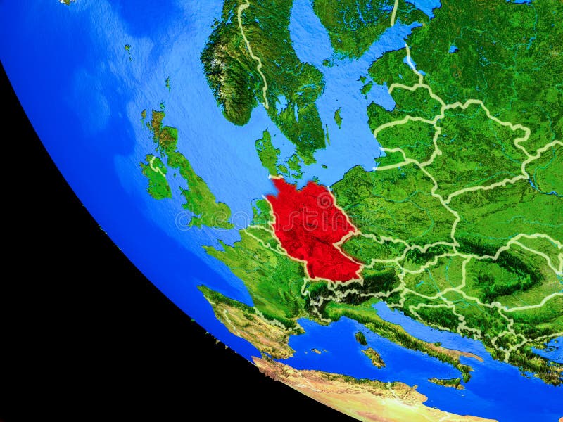 Germany on Earth from Space Stock Illustration - Illustration of world ...