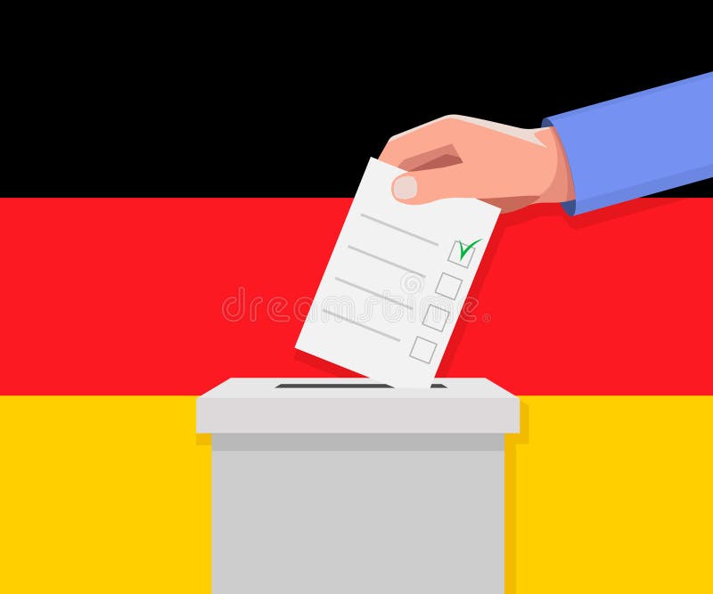 Germany Election Concept. Hand Puts Vote Bulletin Stock Vector ...