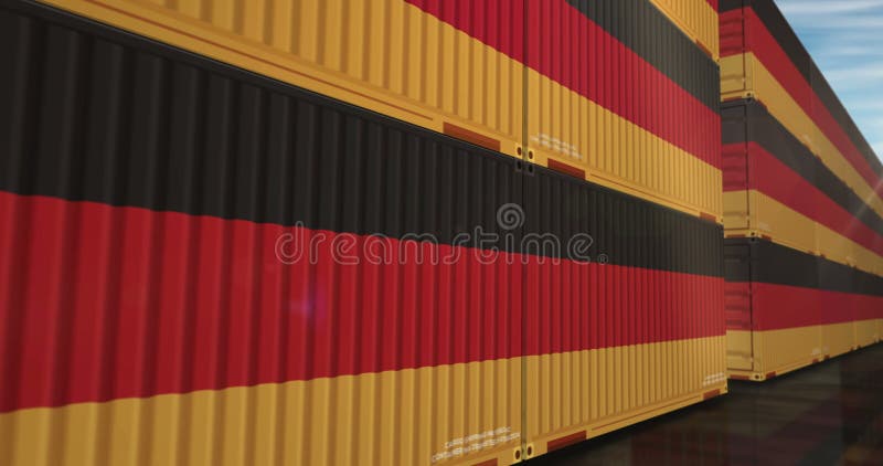 Germany Export Cargo Containers in Row Endless Stock Video - Video of ...