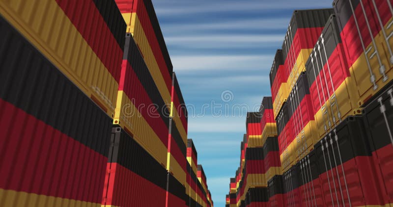 Germany Export Cargo Containers in Row Endless Stock Video - Video of ...