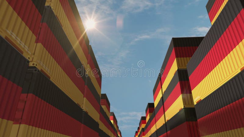 Germany Export Cargo Containers in Row Endless Stock Footage - Video of ...