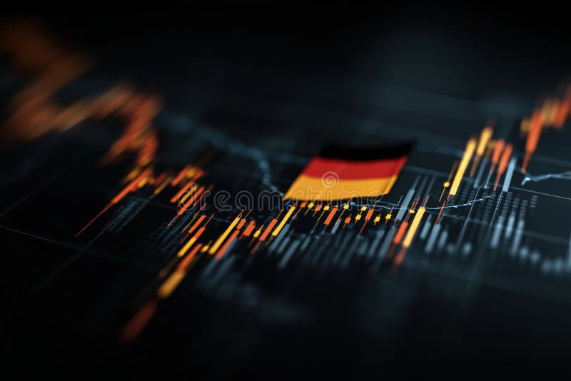 Germany Flag on a Dark Stock Market Stock Illustration - Illustration ...