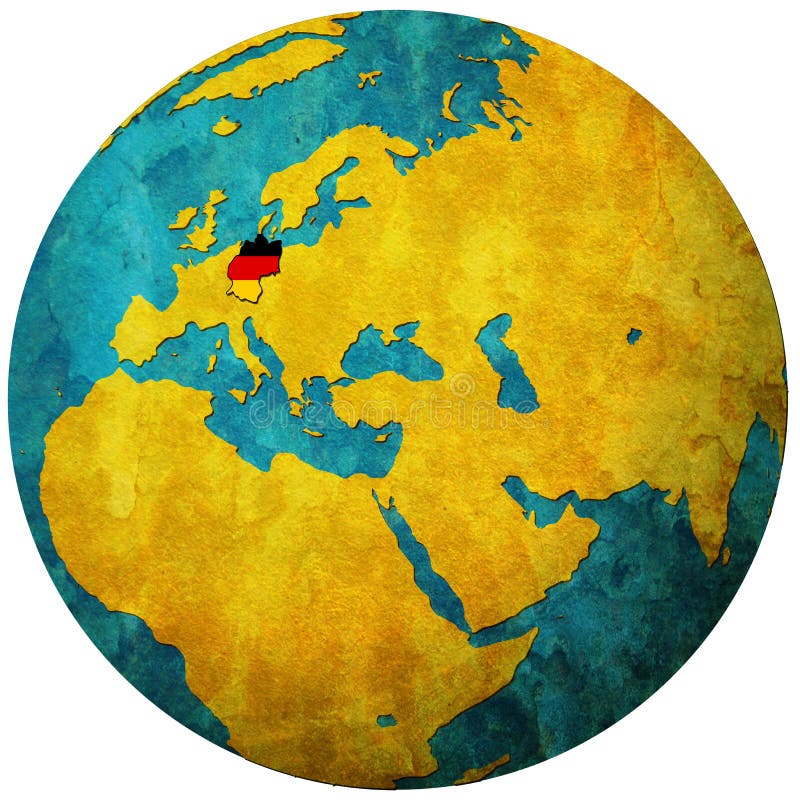 Germany flag on globe map stock illustration. Illustration of country ...