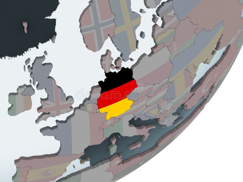 Germany on Political Globe with Flags Stock Illustration - Illustration ...