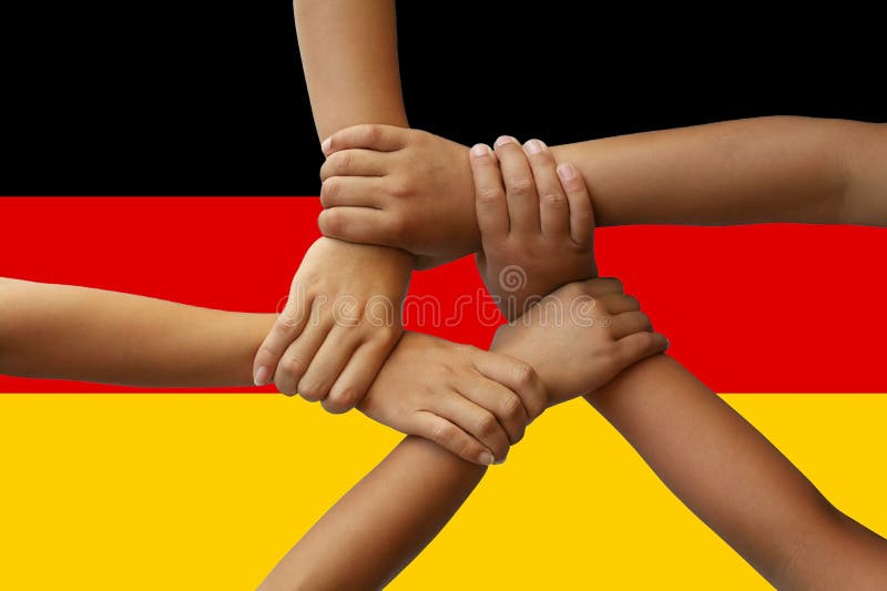 Germany Flag, Intergration of a Multicultural Group of Young People ...