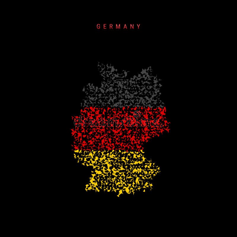 Germany Flag Map, Chaotic Particles Pattern in the German Flag Colors ...