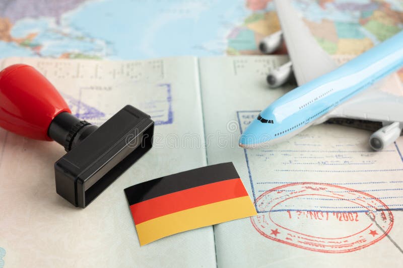 Germany Flag with Passport and Airplane for Travel Stock Image - Image ...