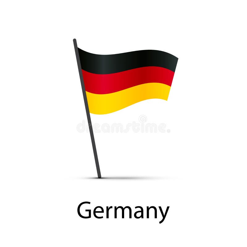 Germany Flag on Pole, Infographic Element on White Stock Vector ...