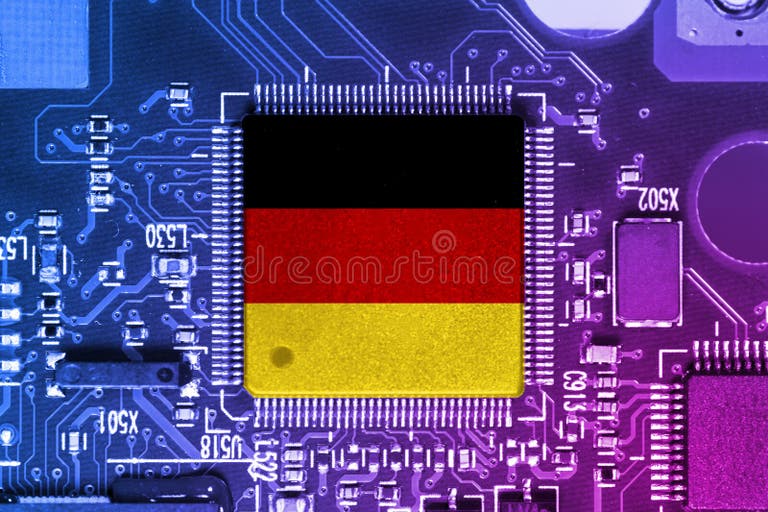Germany Flag on a Semiconductor Soldered on PCB Stock Image - Image of ...