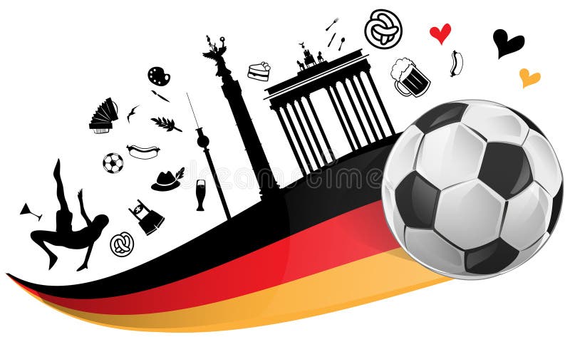 Germany Flag with Soccer Ball and Symbols of Germany Stock Vector ...