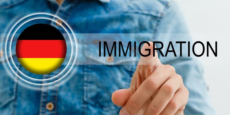 Concept of Immigration To Canada with Virtual Button Pressing Stock ...