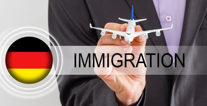 Germany Flag and Virtual Immigration Button Stock Image - Image of goal ...