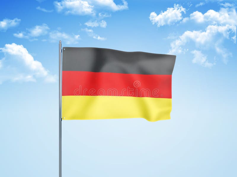 Germany Flag Waving Sky Background 3D Illustration Stock Illustration ...