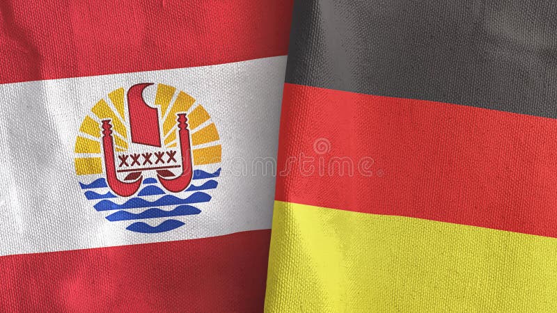 Germany and French Polynesia Two Flags Textile Cloth 3D Rendering Stock ...