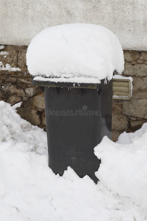 Germany, Garbage Bin Covered by Snow Stock Image - Image of snowcovered ...