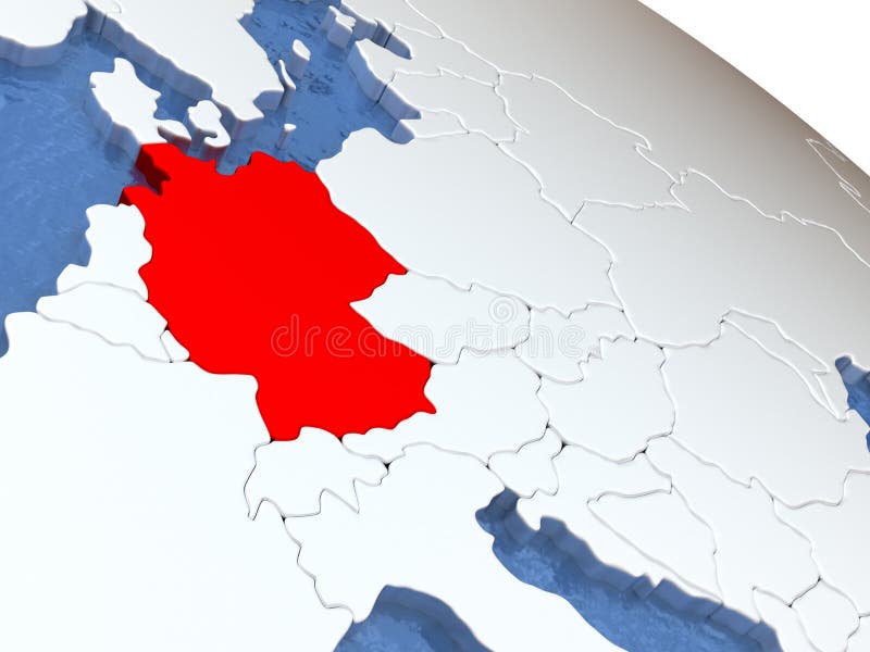 Map of Germany on globe stock illustration. Illustration of political ...