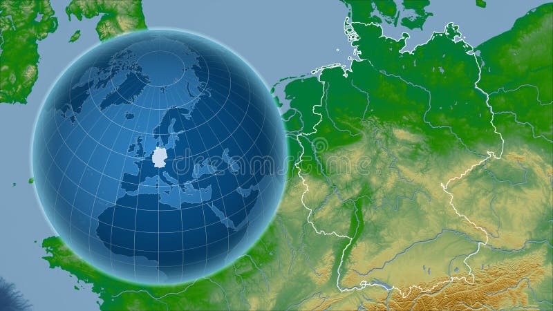 Germany - Physical. Country and Globe, Composition Stock Illustration ...