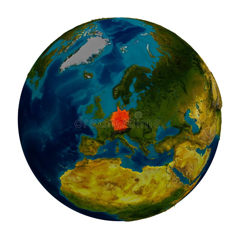 Germany on White Globe in Hands Stock Illustration - Illustration of ...