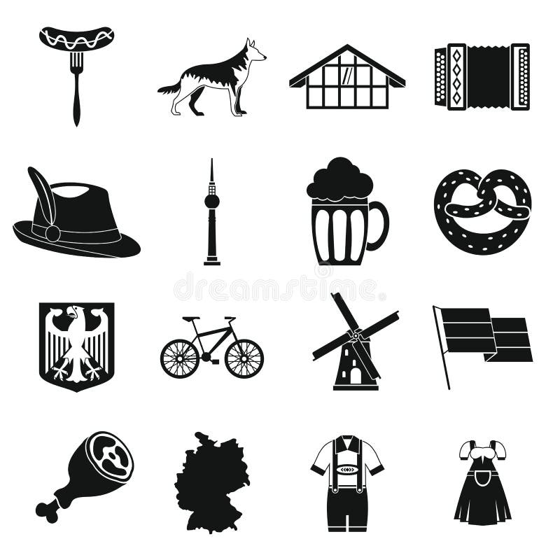 Germany Icons Set, Simple Style Stock Vector - Illustration of mill ...