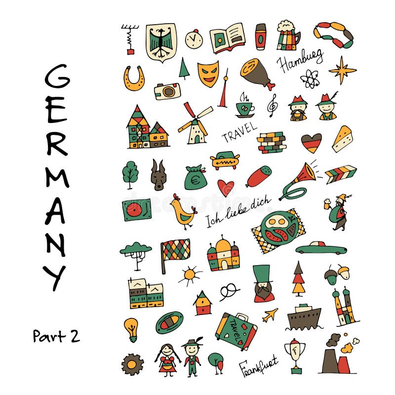 Germany Icons Set. Sketch for Your Design Stock Vector - Illustration ...