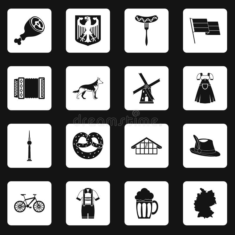 Germany Icons Set Squares Vector Stock Vector - Illustration of house ...