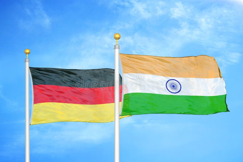 Flags of Germany and India stock photo. Image of collaboration - 124148240