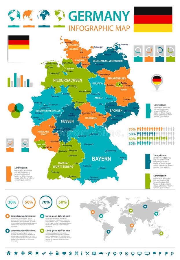 Germany - Infographic Map and Flag - Illustration Stock Illustration ...