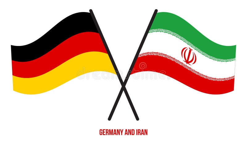 Germany and Iran Flags Crossed and Waving Flat Style. Official ...