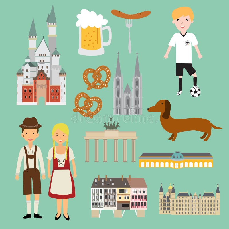 Germany Isolated Items Vector. Stock Vector - Illustration of ...