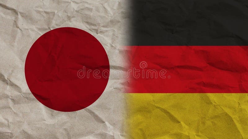 Germany and Japan Flags Together, Crumpled Paper Effect 3D Illustration ...