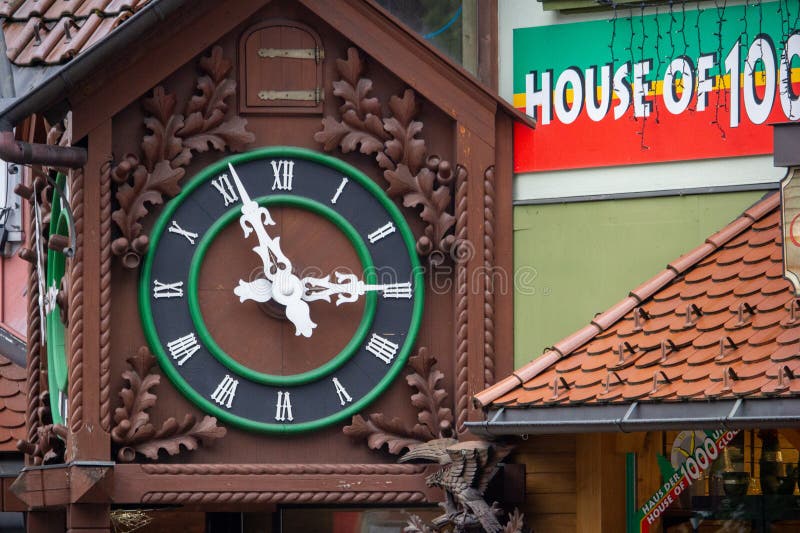 Germany, 8, June, 2024: Traditional Clock Tower in Front of House of ...