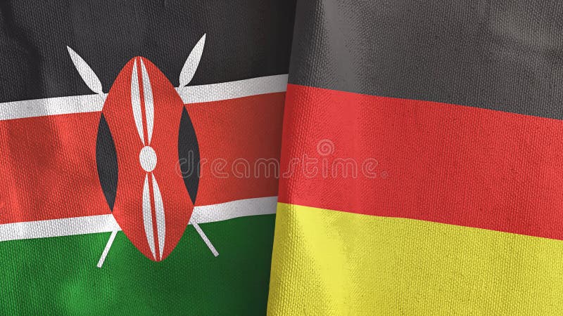 Germany and Kenya Two Flags Textile Cloth 3D Rendering Stock ...