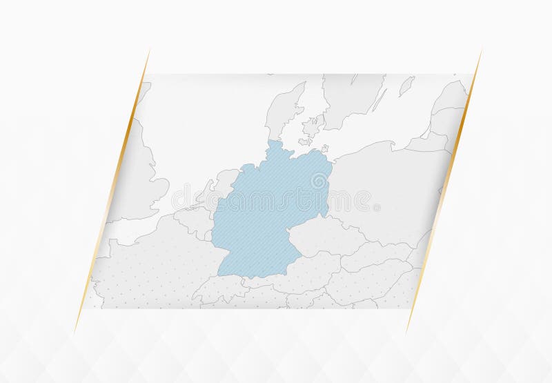 Germany Map in Blue with Gold Framed Accents. Modern Vector Map of ...