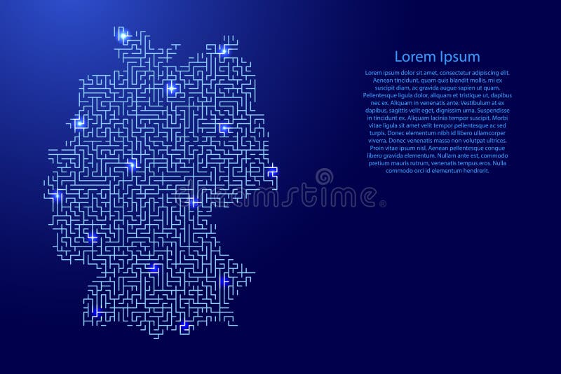 Germany Map from Blue Pattern of the Maze Grid and Glowing Space Stars ...
