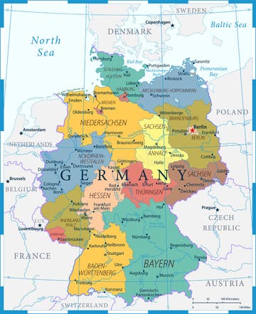 Germany Map - Color Grid - Highly Detailed Vector Illustration Stock ...