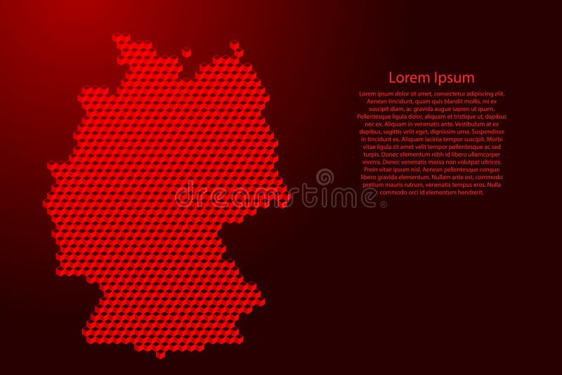 Germany Map from 3D Red Cubes Isometric Abstract Concept, Square ...