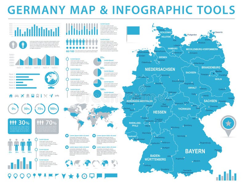 Germany Map - Info Graphic Vector Illustration Stock Illustration ...