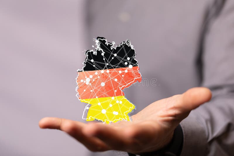A Germany Map Digital in Hand 3d Stock Photo - Image of connection ...