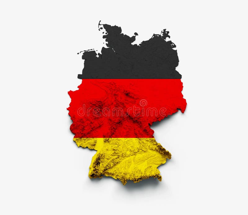 Germany Map Flag Shaded Relief Color Height Map on White Background 3d ... Germany Map Flag Shaded Relief Color Height Map on White Background 3d ...
