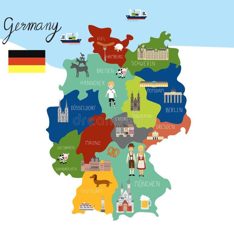 Germany Map Hand Draw Vector.. Stock Vector - Illustration of frame ...