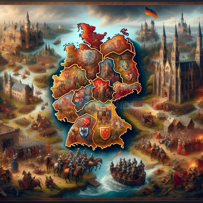 Germany Map Includes Country Outline with Highlighted Borders Stock ...