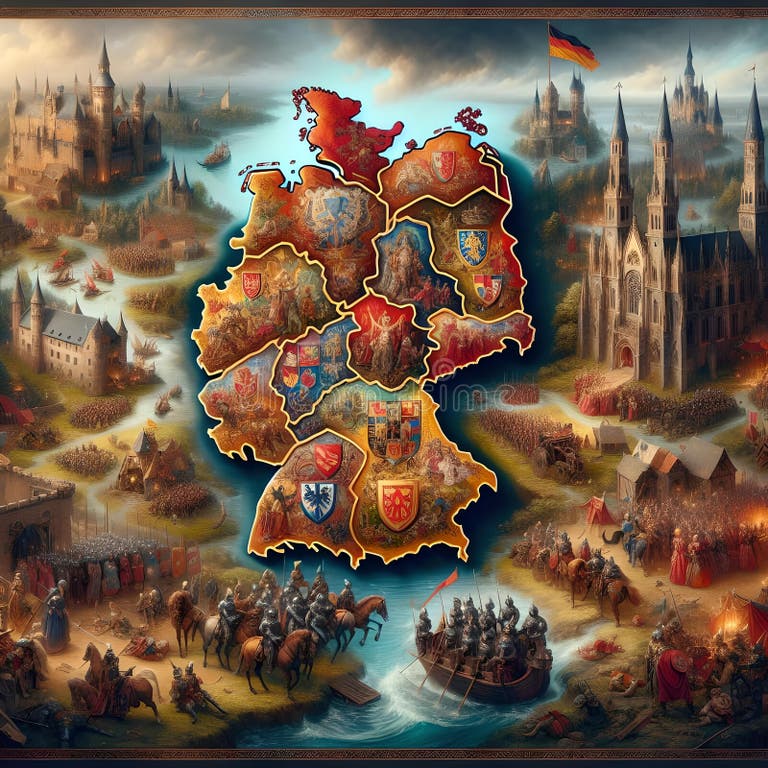 Germany Map Includes Country Outline with Highlighted Borders Stock ...